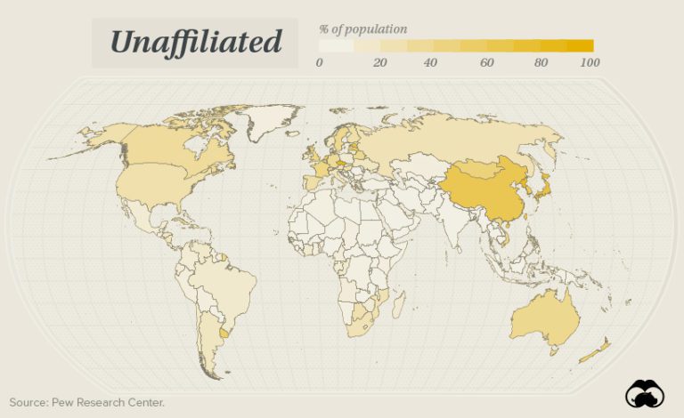 Mapped: The World's Major Religions, by Distribution