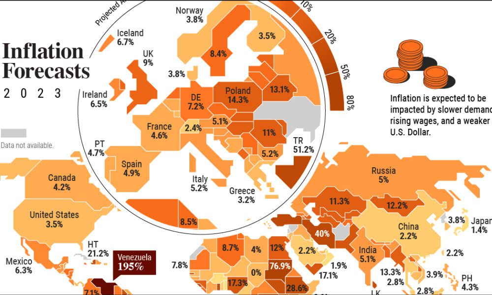 Mapped: 2023 Inflation Forecasts by Country Mapped: 2023 Inflation Forecasts by Country