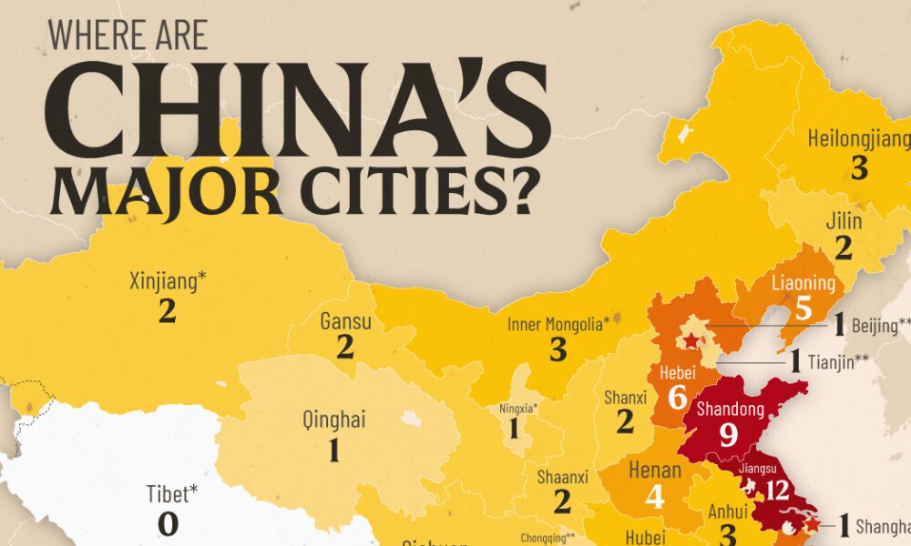 Mapped: Chinese Provinces With Cities Over 1 Million People