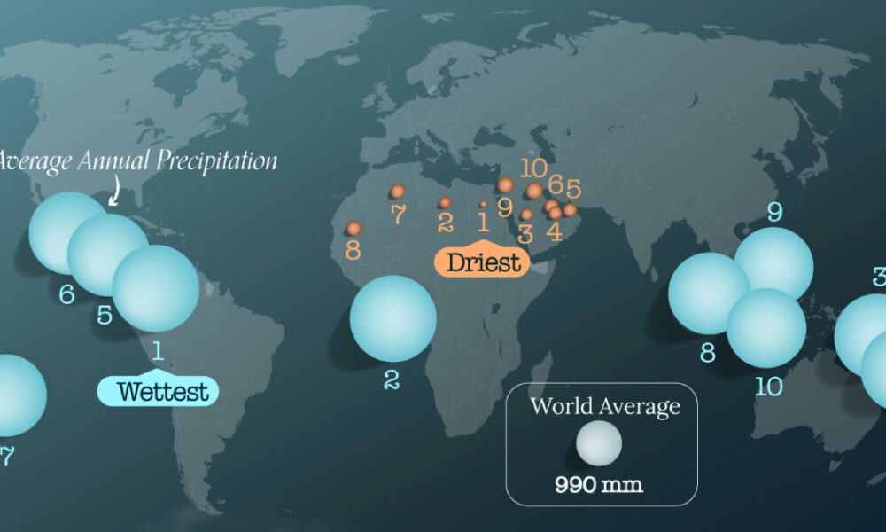 Mapped: The World's Wettest and Driest Countries