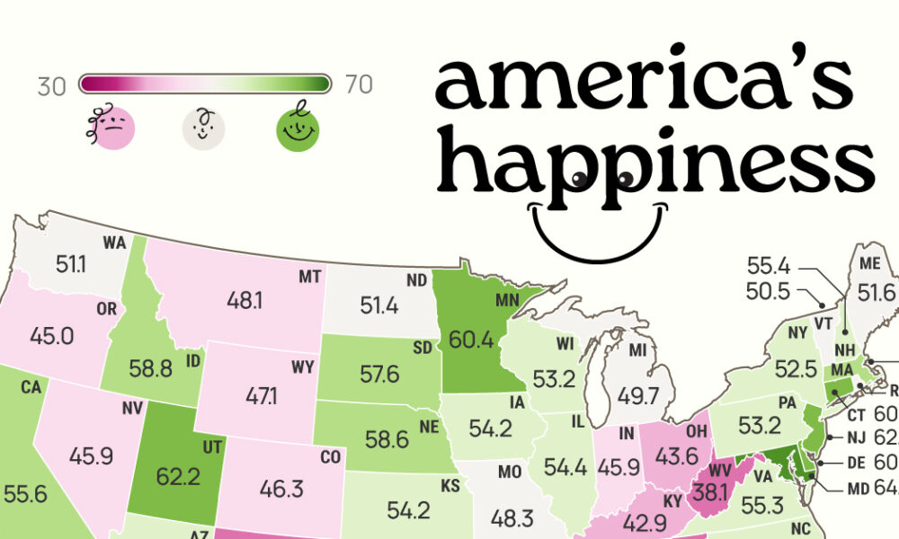 Mapped: America's Happiest States in 2024
