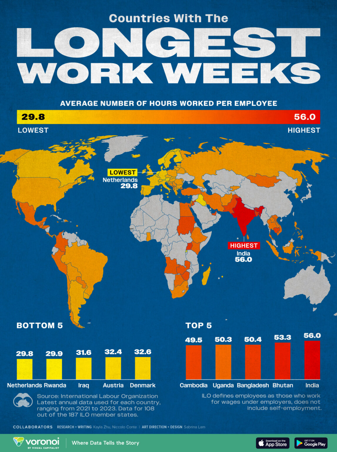 Mapped: Countries With the Longest Work Weeks