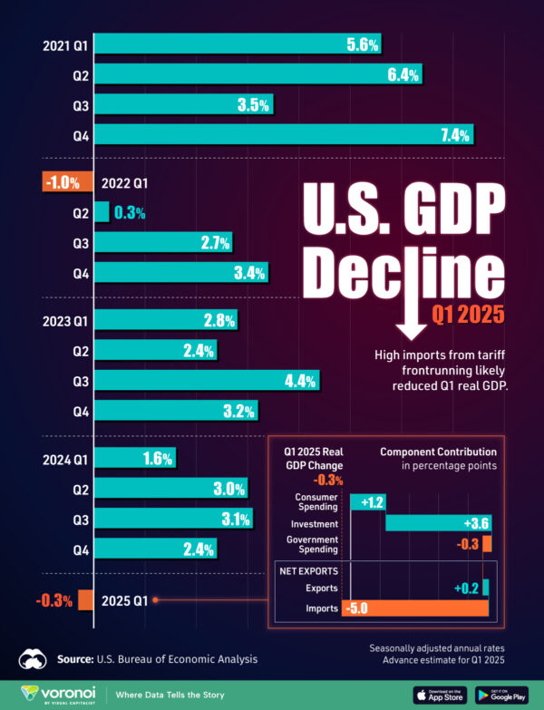 Charted: America's GDP Decline in Q1 2025